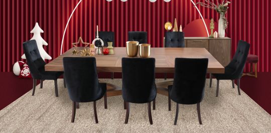 Comedor 300 cm Zeus con 8 Sillas Luxor Negro