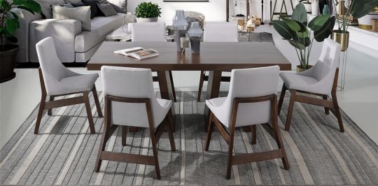Comedor Rectangular 180 cm Odette New con 6 Sillas Gris