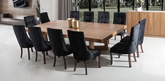 Comedor 300 cm Zeus con 12 Sillas Luxor Negro