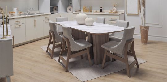 Comedor Tirsa Casa Anahi Blanco/Gris con 6 Sillas