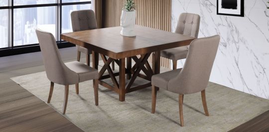 Comedor Mika con 4 Sillas Atenea Café