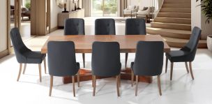 Comedor Rectangular Zeus 240 cm con 8 Sillas Zeus Beige