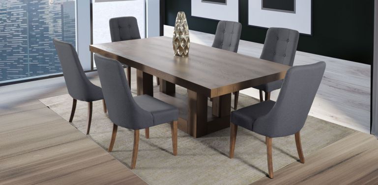 Comedor Rectangular Anka 240 cm con 6 Sillas Atenea Plata