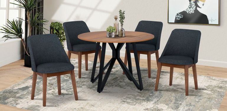 Comedor Redondo Hudson con Sillas Olaf Gris Oxford